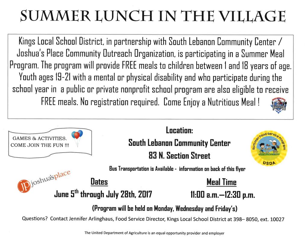 Kings Offers FREE Summer Lunch Program